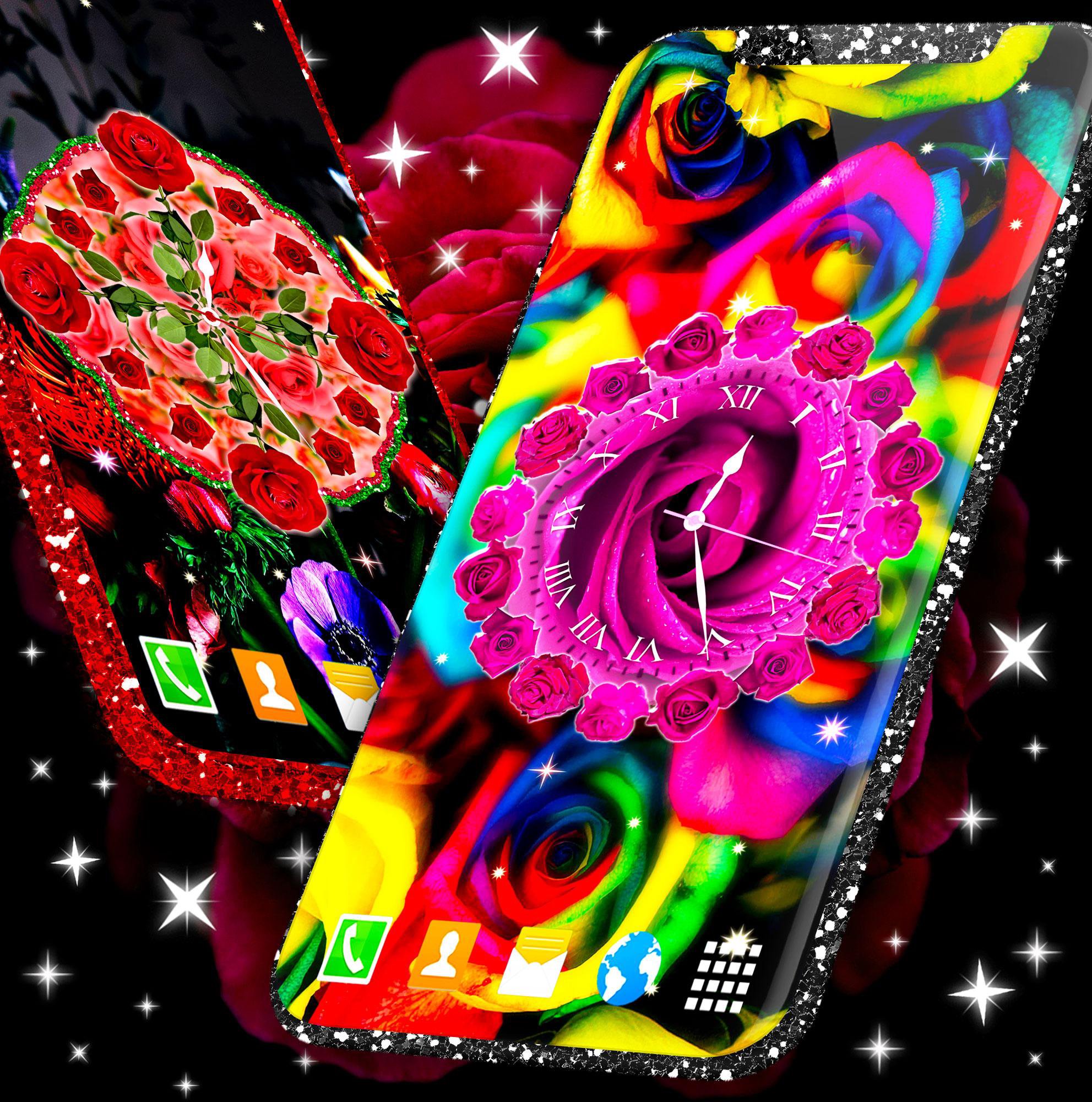 Download Spring Rose Clock Wallpaper android on PC