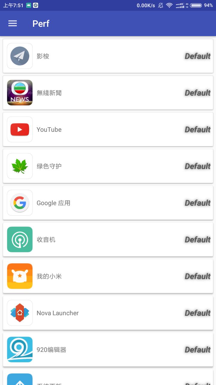 Download Perf (setting CPU & GPU per app) android on PC