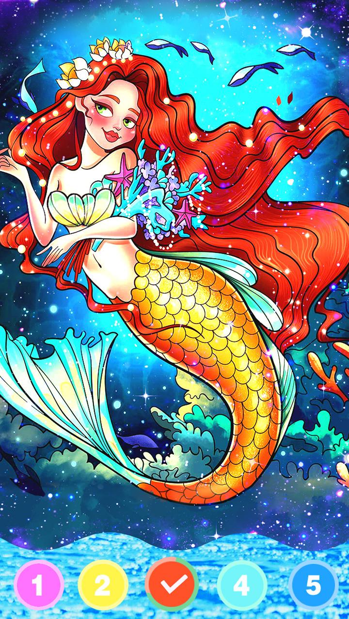 Mermaid color by number: Coloring games offline'yı PC'ye indirin ...
