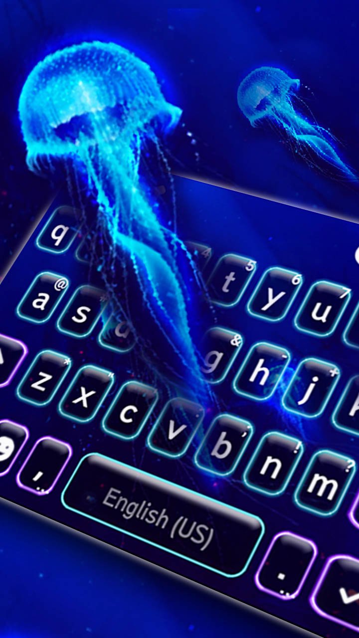 تنزيل Neon Blue Jellyfish Keyboard B على جهاز الكمبيوتر | مسؤول GameLoop