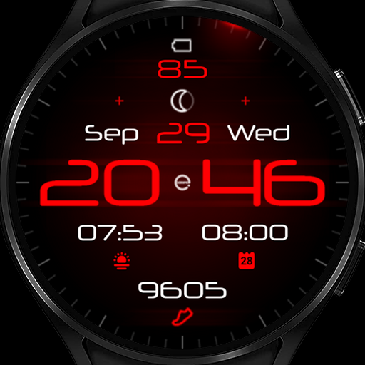 Download Alpha Dark digital watch face android on PC