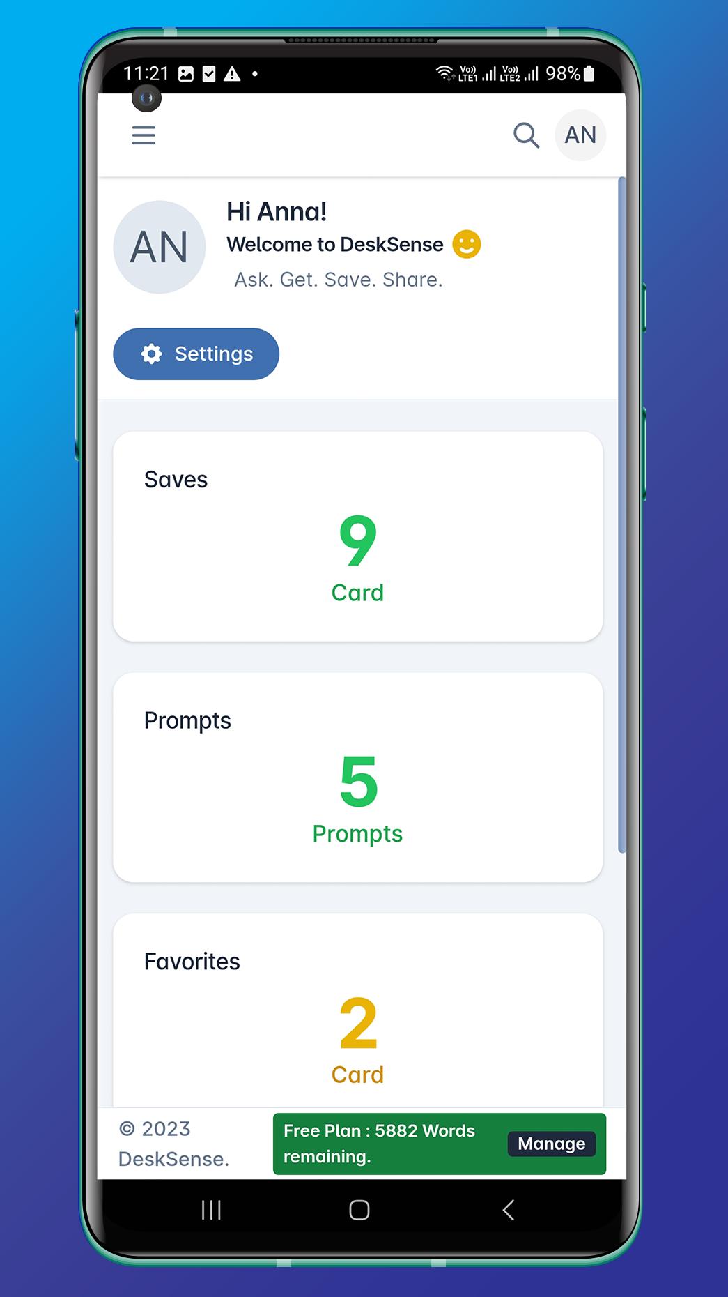 Download Desksense - AI Assistant App android on PC