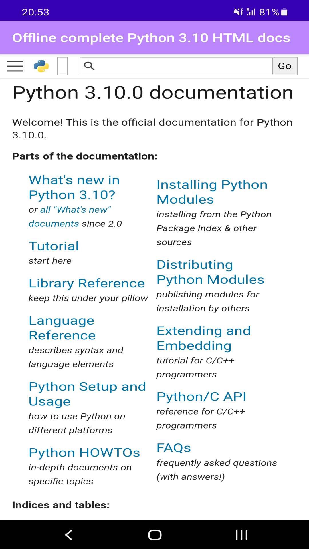 Download Python 3.10.0 docs android on PC