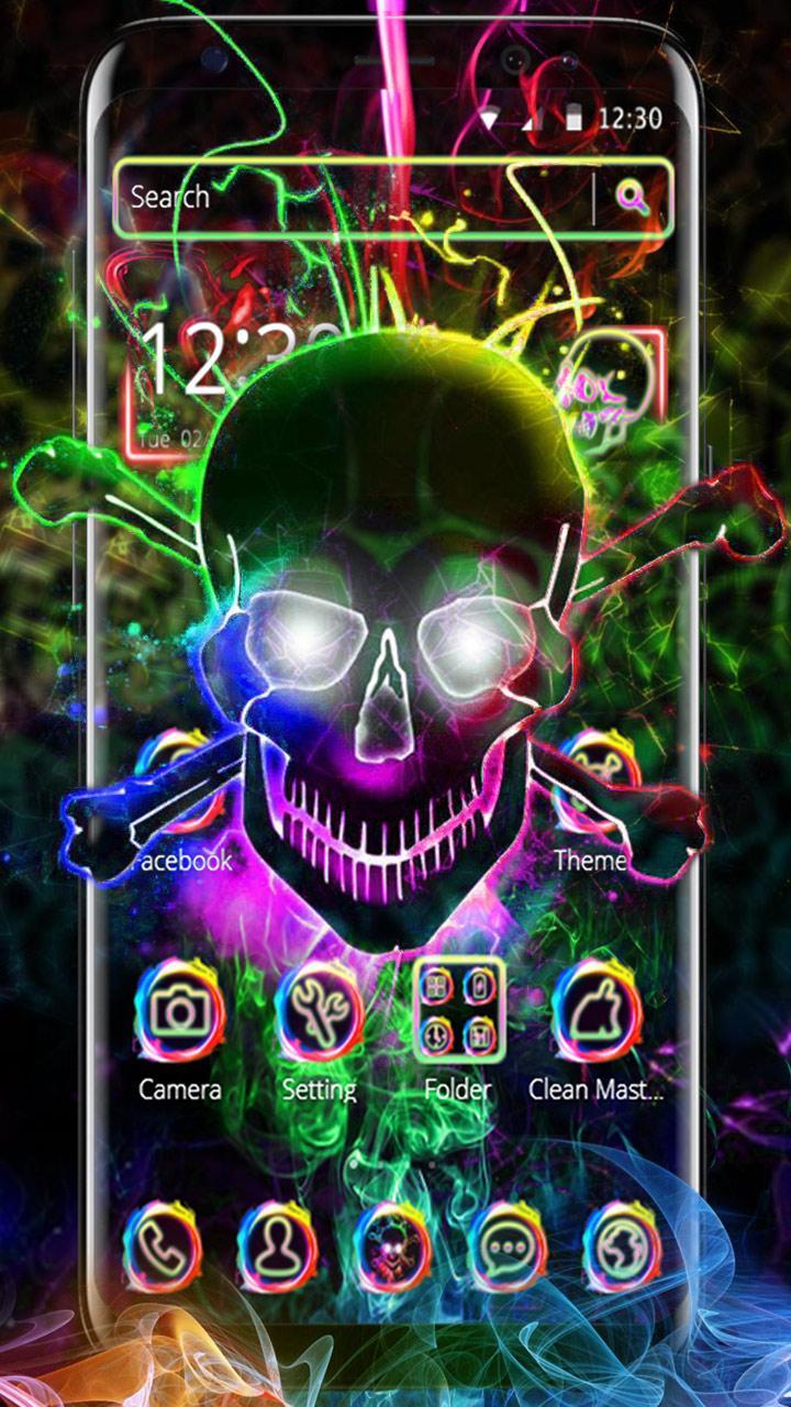 Download Neon Smokey Skull Theme android on PC