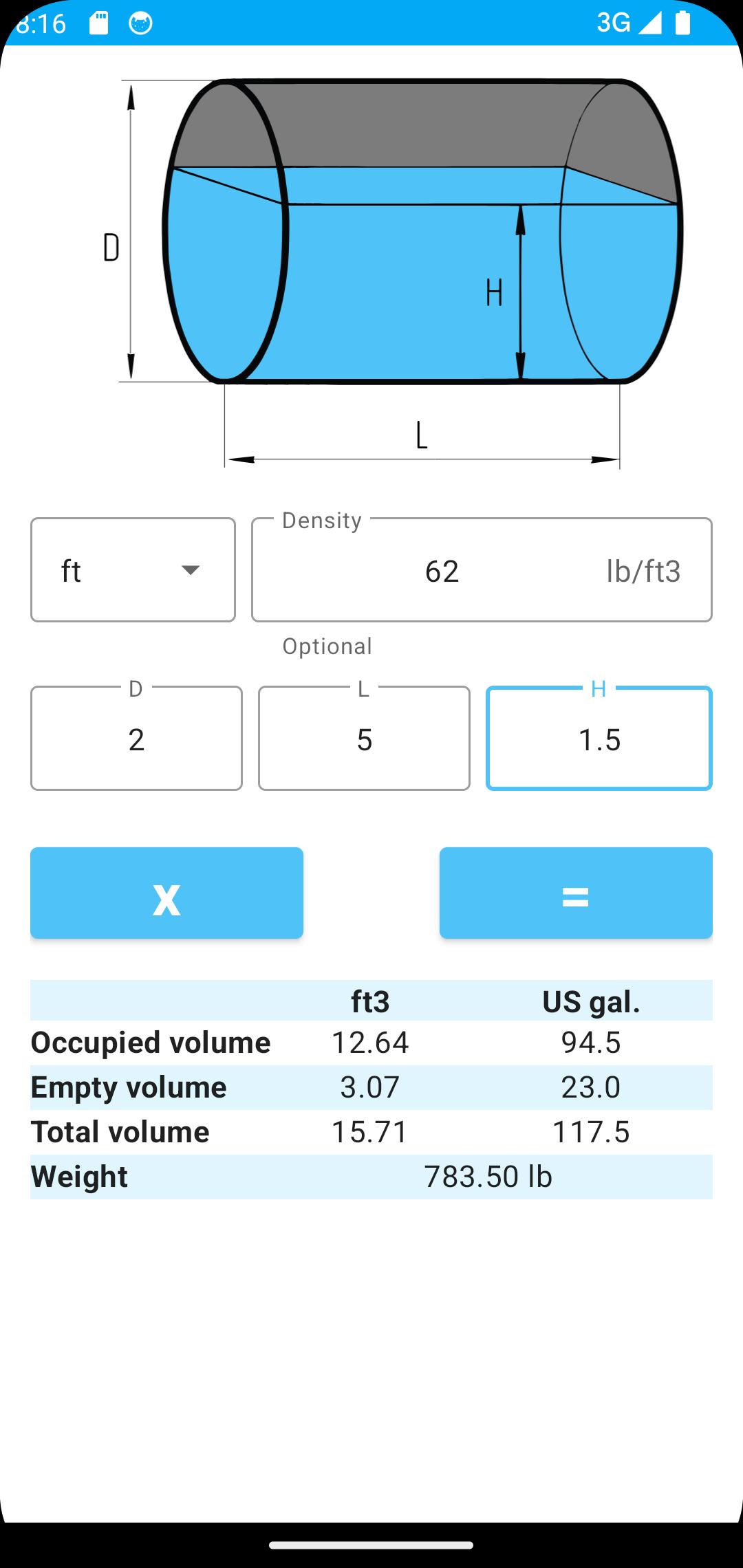 Online Calculator Cylindrical Tank Volume Calculator