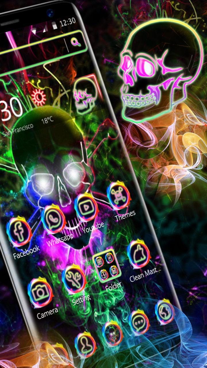 Download Neon Smokey Skull Theme android on PC