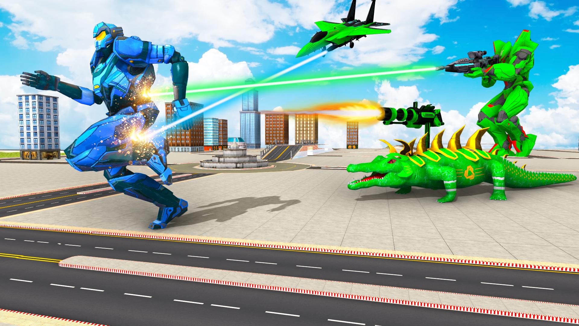 Download Crocodile Robot Jet Shooting android on PC