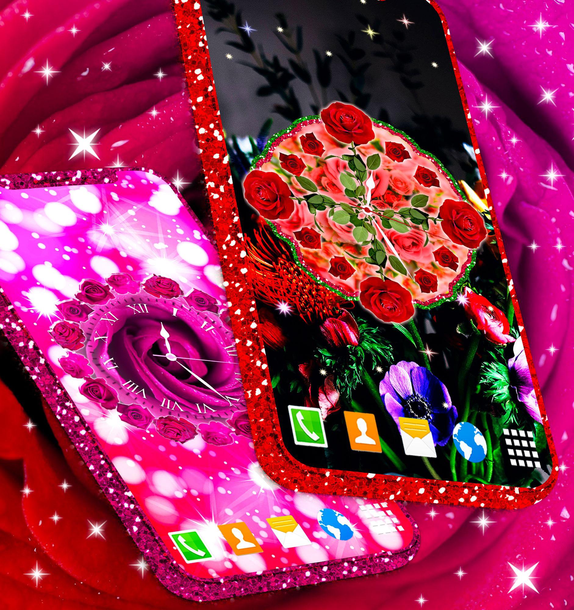 Download Spring Rose Clock Wallpaper android on PC