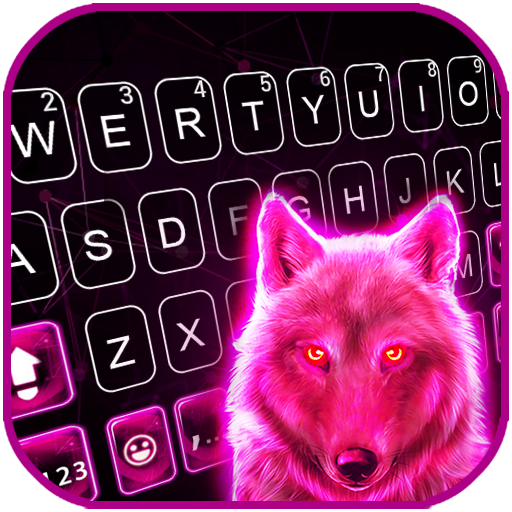 Download Neon Pink Wolf Keyboard Backgr android on PC