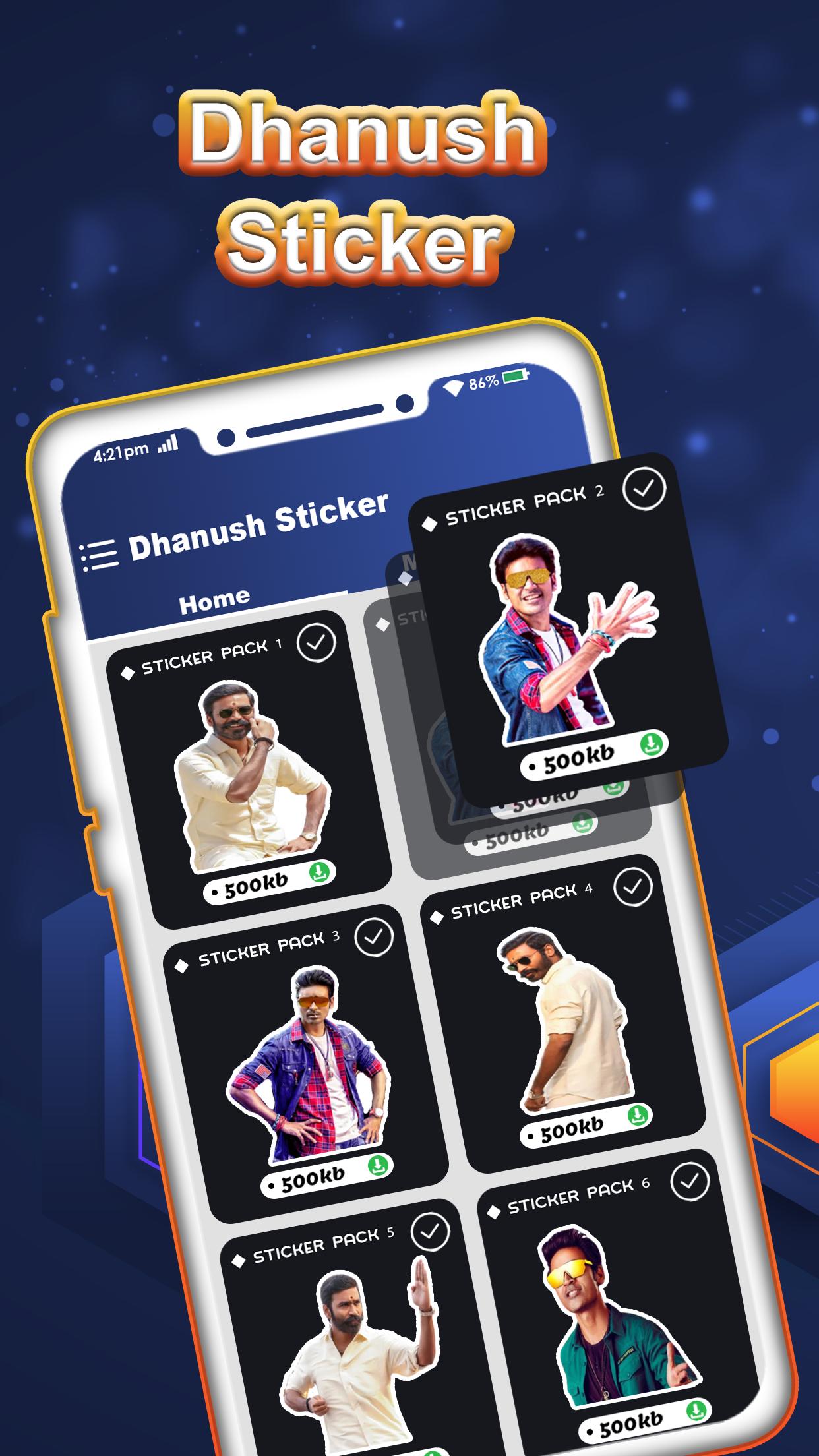 Download Dhanush Stickers For WhatsApp : WAStickerApp android on PC