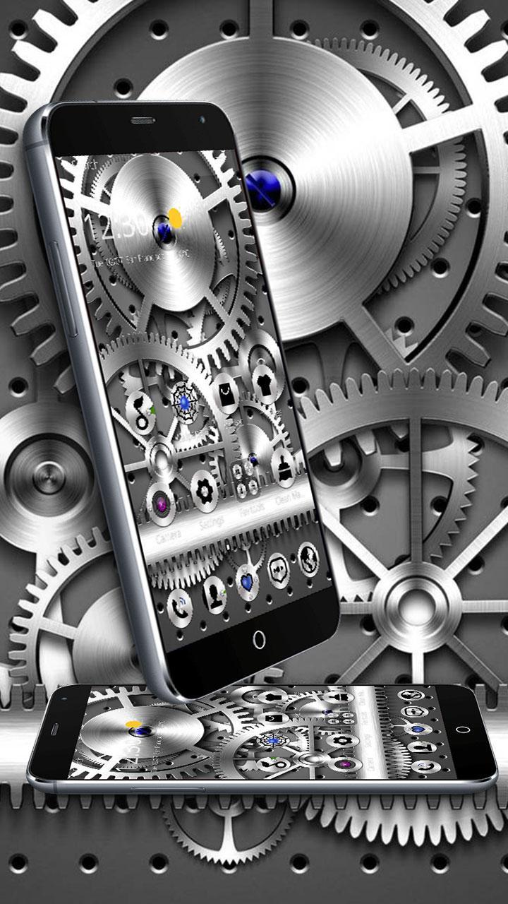 Download Silver Mechanical Gears Theme android on PC