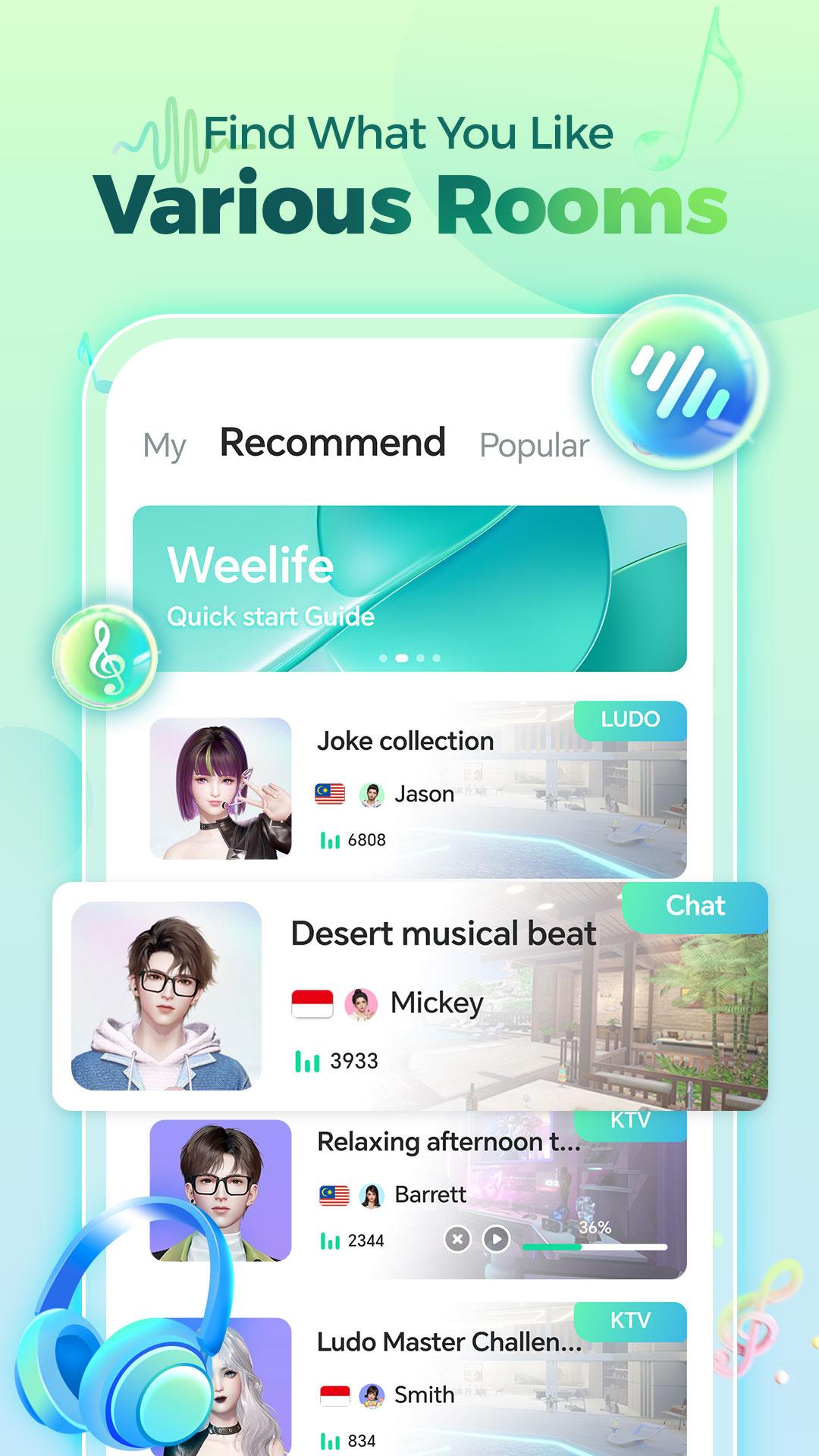 Download Weelife - party&Voice Chat android on PC