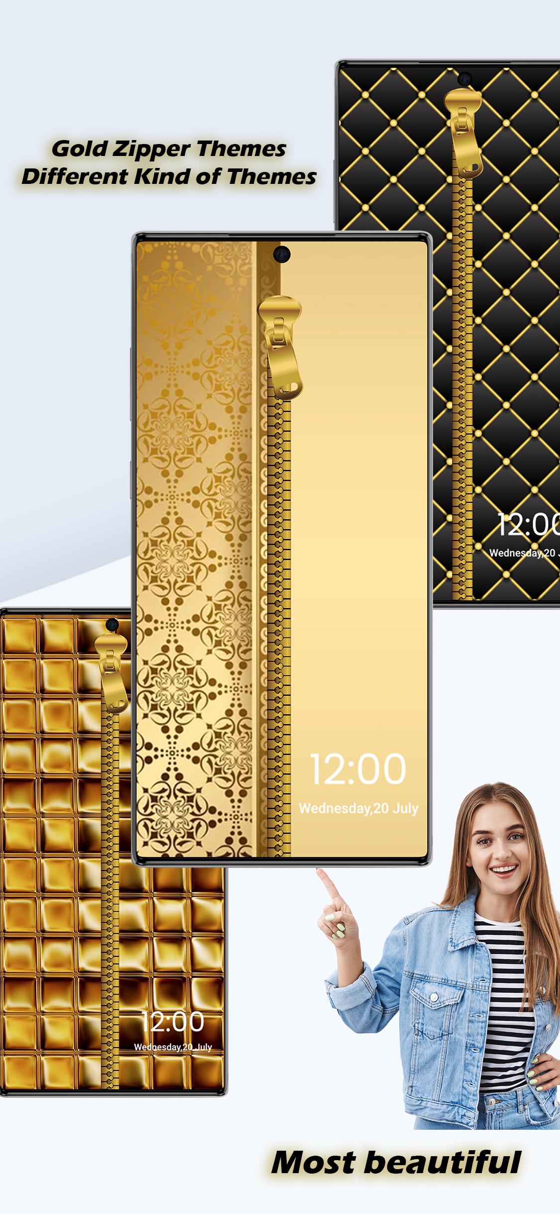 Baixe Gold Zipper Lock Screen no PC | Oficial GameLoop