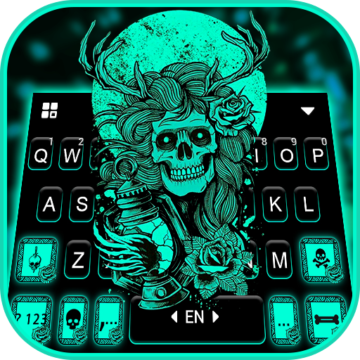 Download Green Glow Skull Keyboard Back android on PC